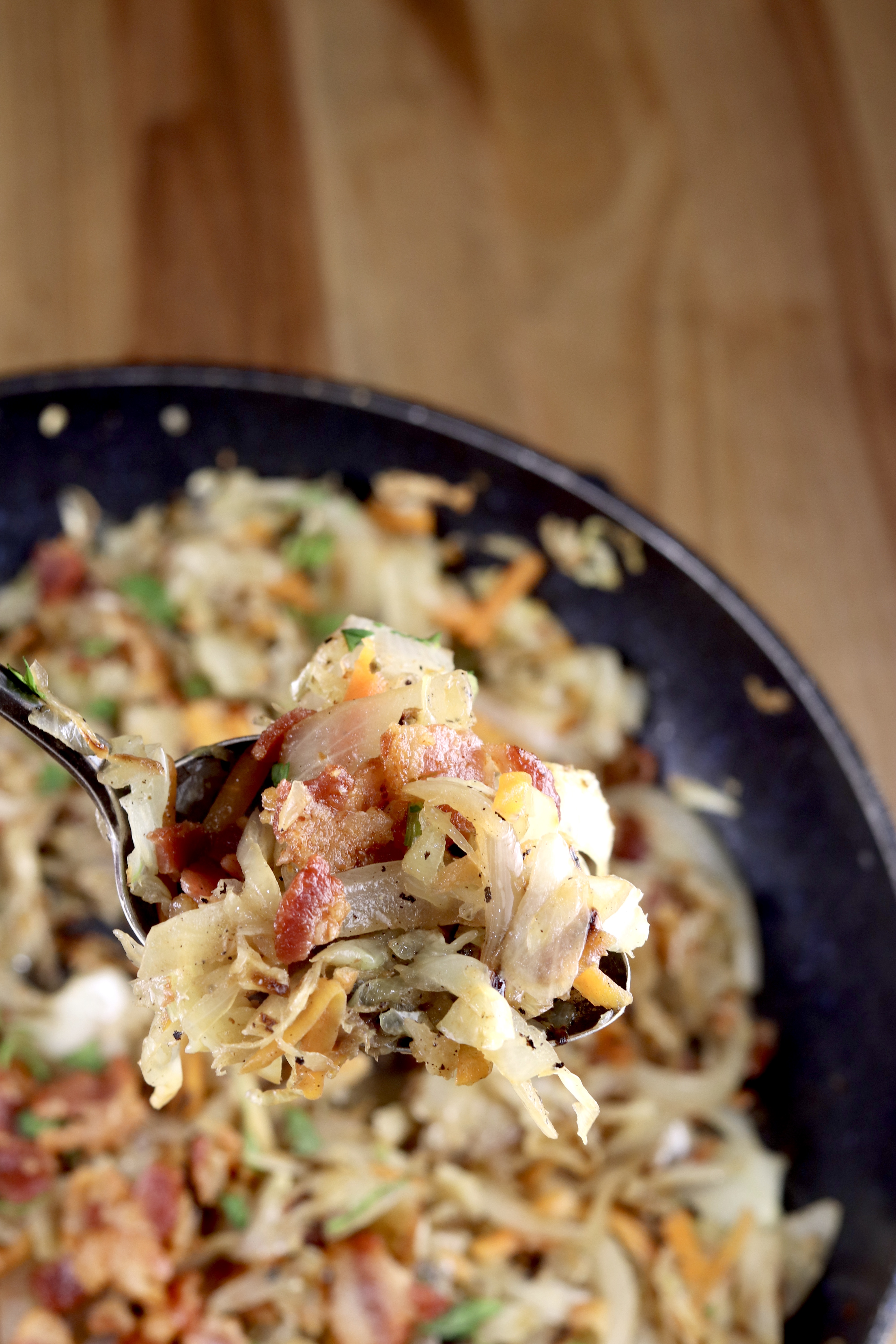 Fried Cabbage {with Bacon & Onion} - Miss in the Kitchen