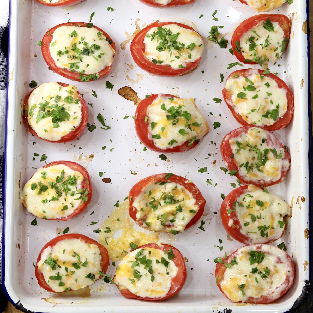 Baked Tomatoes {with Cheese} - Miss in the Kitchen
