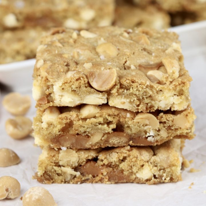 Caramel White Chocolate Macadamia Nut Bars - Miss in the Kitchen