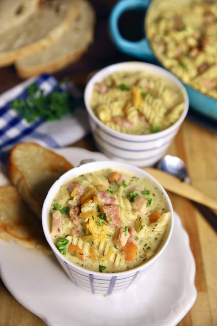 Ham Soup {with Vegetables, Pasta & Cheese} - Miss in the Kitchen