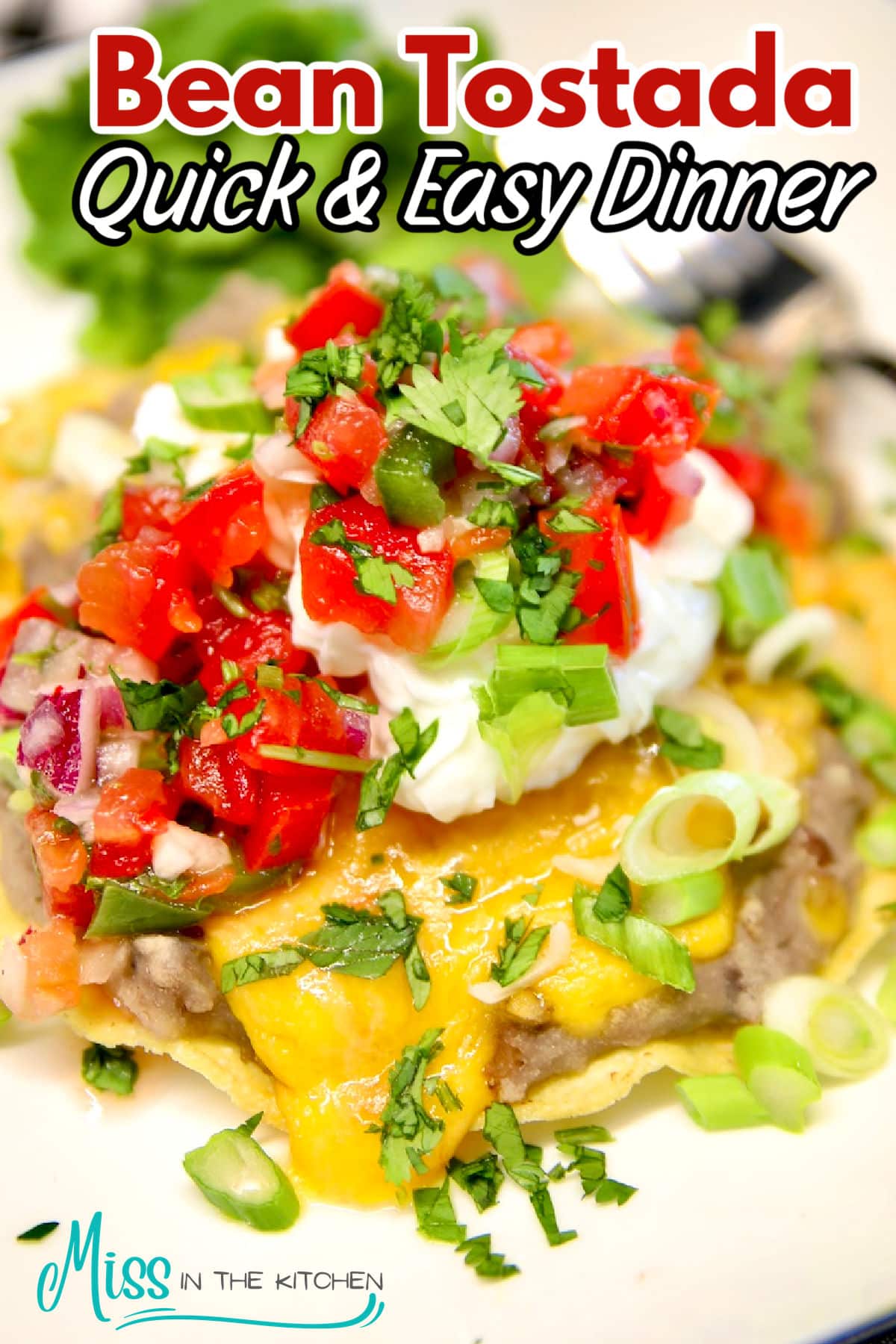 Easy Bean and Cheese Tostada Recipe - Miss in the Kitchen