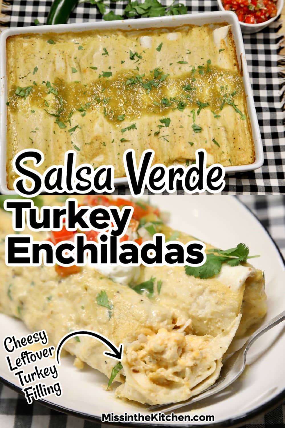 Salsa Verde Turkey Enchiladas (Easy Leftover Turkey Recipe) - Miss in ...